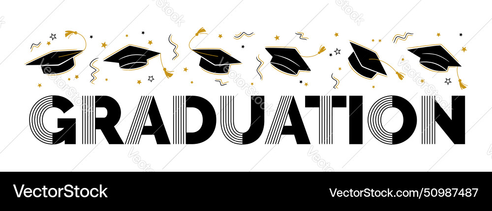 Graduation greeting sign with square academic Vector Image
