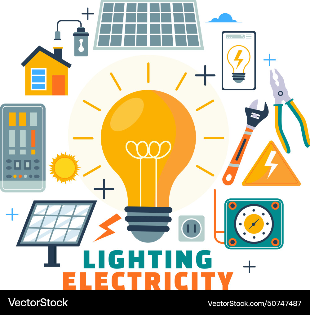 Lighting and electricity with lamp energy Vector Image