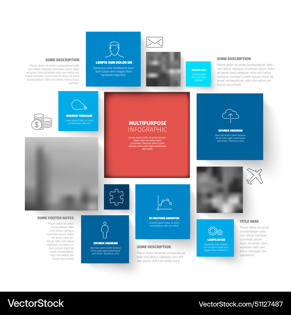 Minimalist infographic template made from blue Vector Image