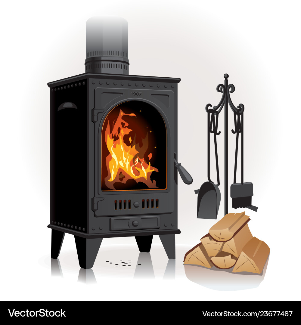 Rustic Metal Fireplace Royalty Free Vector Image