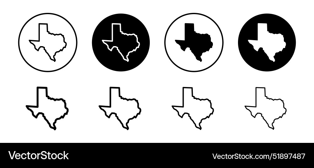 Texas map icon set collection for web Royalty Free Vector
