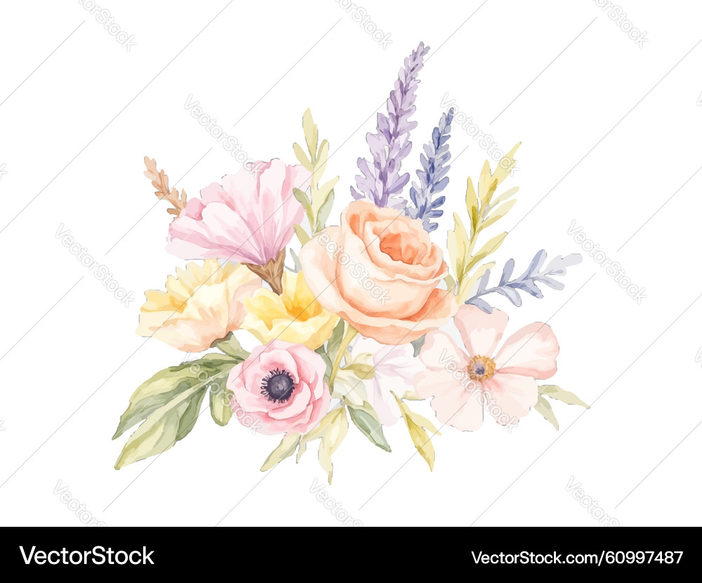 Watercolor Floral Bouquet – Royalty-Free Vector | VectorStock