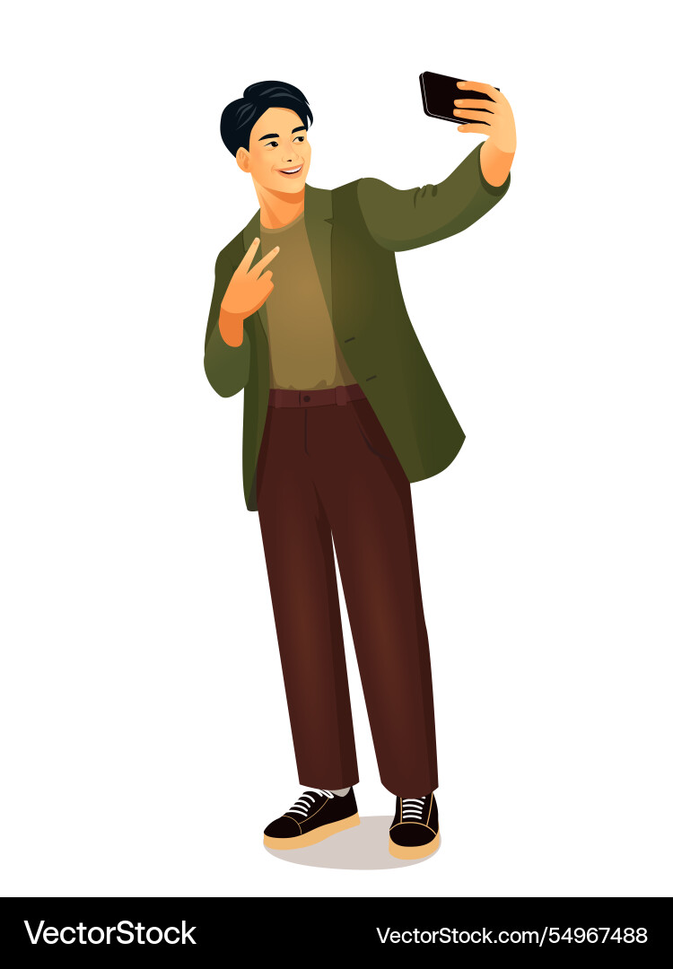 A cheerful young asian man Royalty Free Vector Image