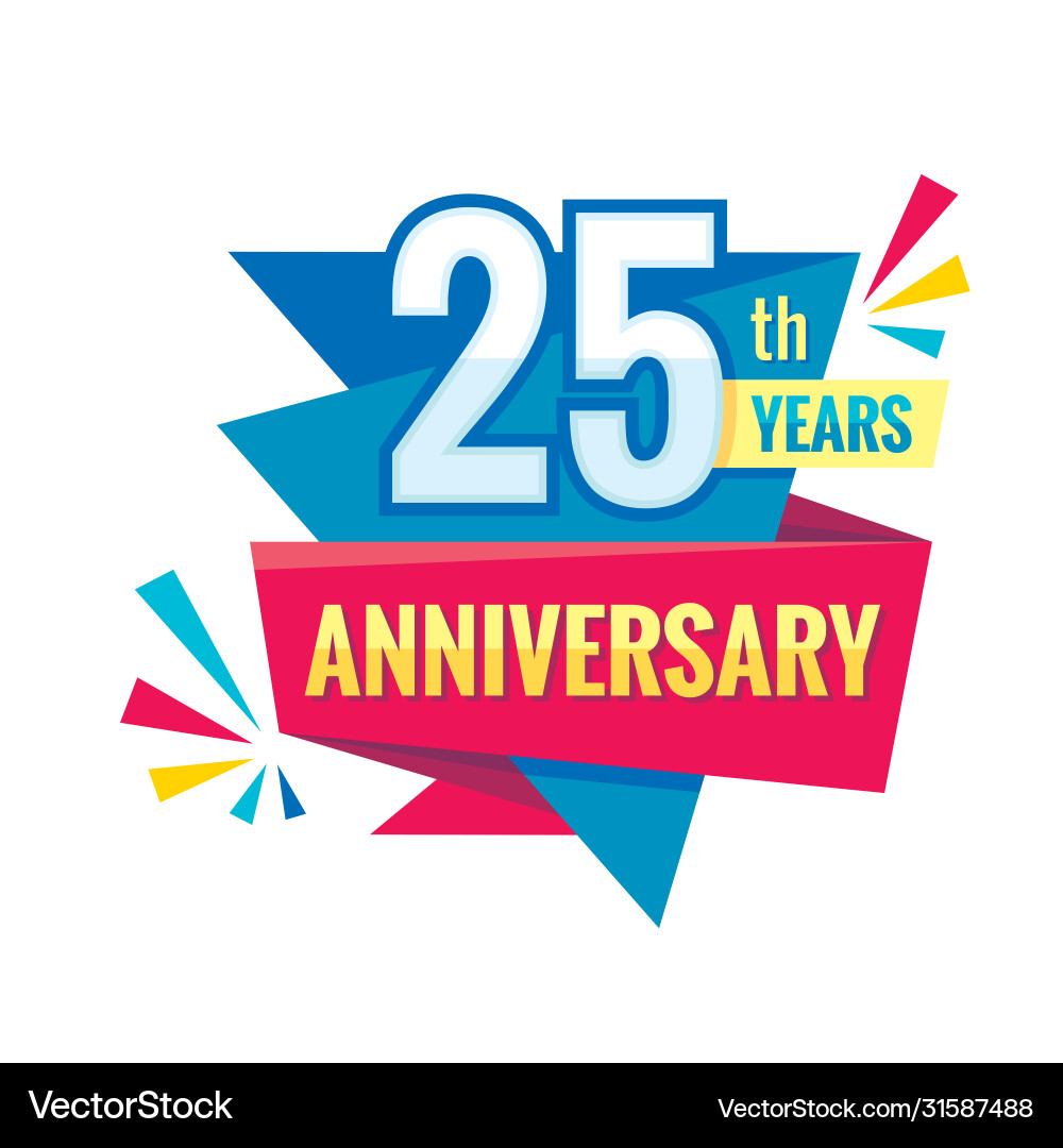 Creative emblem 25 th years anniversary twenty Vector Image