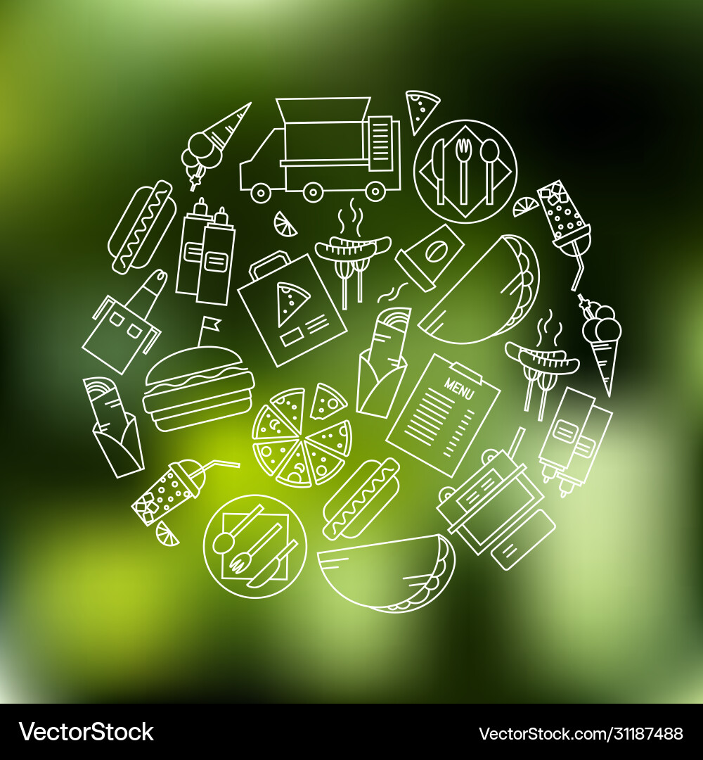 Fast food icons circle outline Royalty Free Vector Image