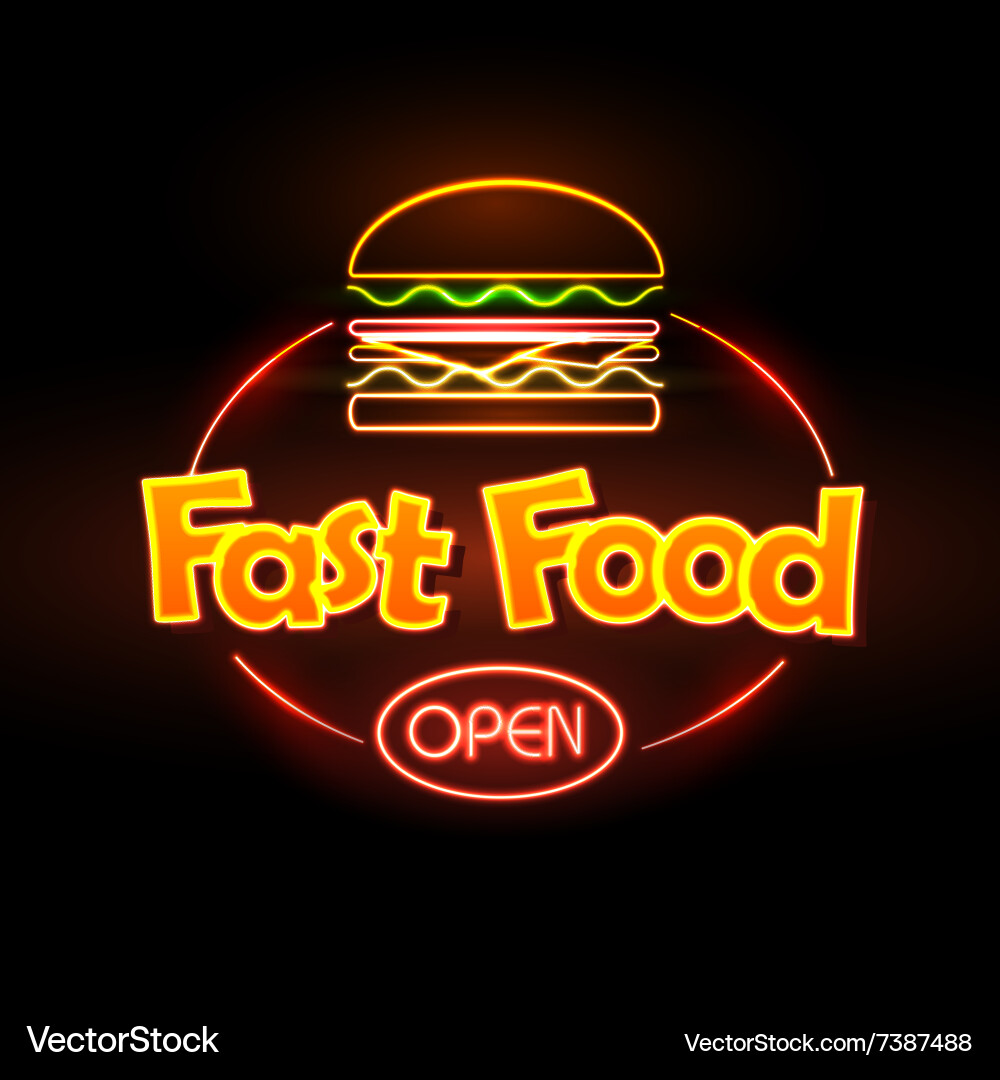 Fast food neon sign Royalty Free Vector Image - VectorStock
