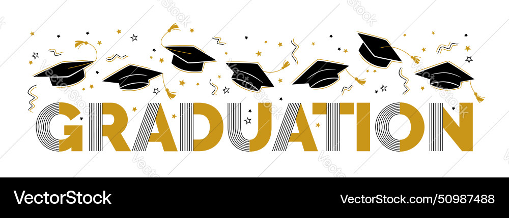 Graduation greeting sign with square academic Vector Image