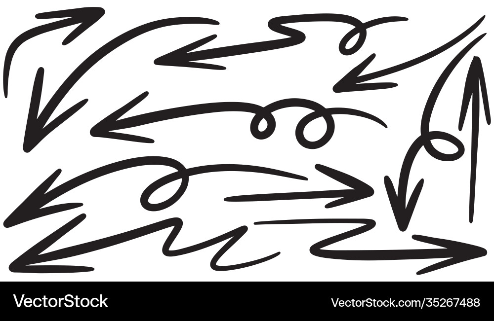 Hand drawn arrow icon set isolated on white Vector Image