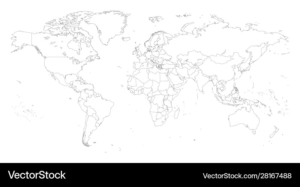 Map world with outline style Royalty Free Vector Image