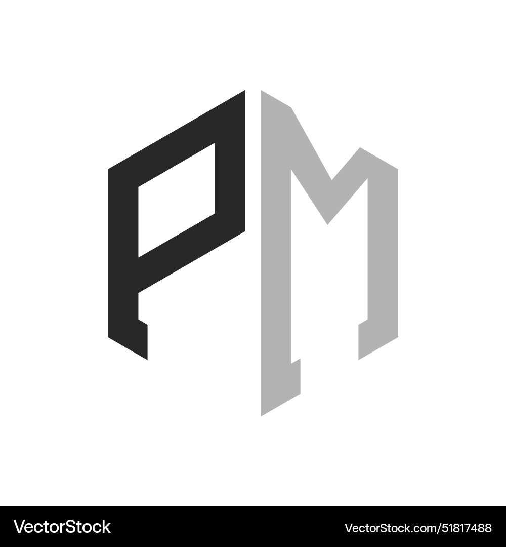 Modern unique hexagon letter pm logo design Vector Image
