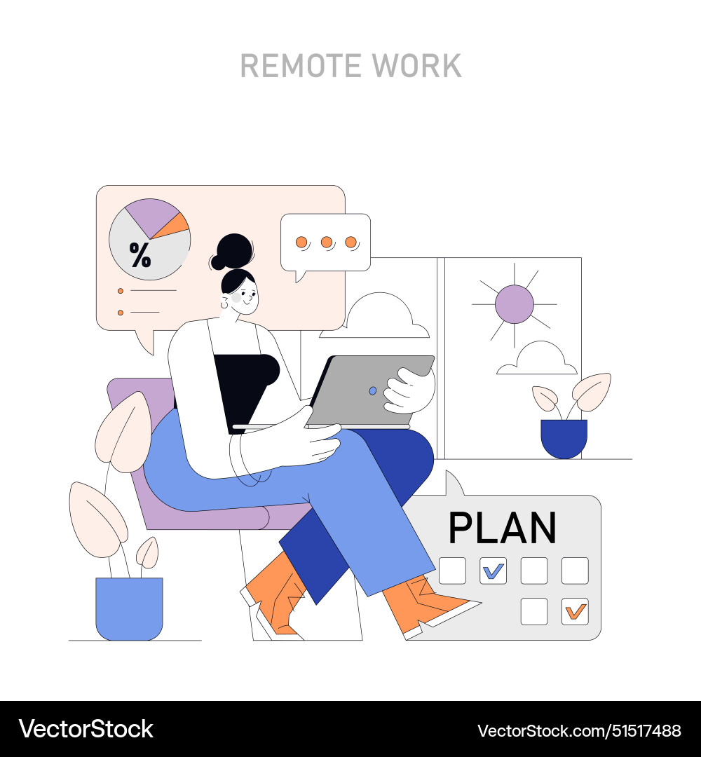 Remote work planning Royalty Free Vector Image