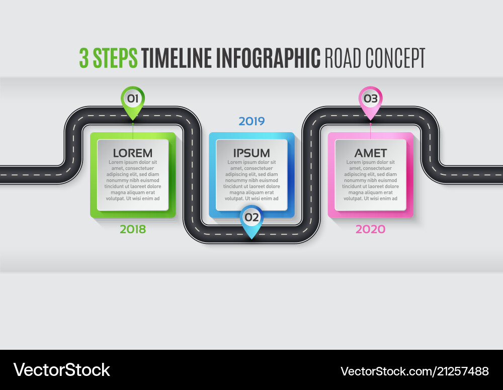 Roadmap Timeline - 3 Steps Royalty Free Vector Image