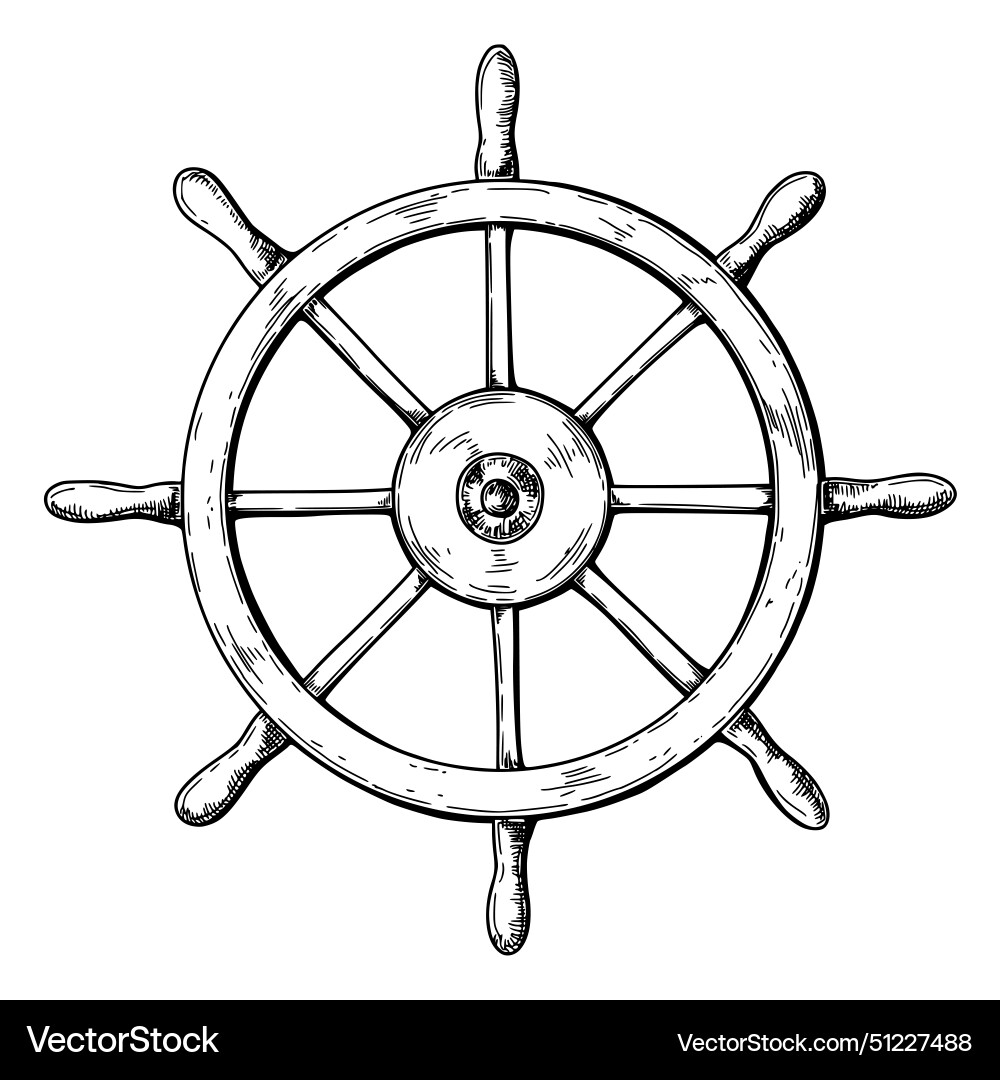 Vintage hand drawn sheep steering wheel isolated Vector Image