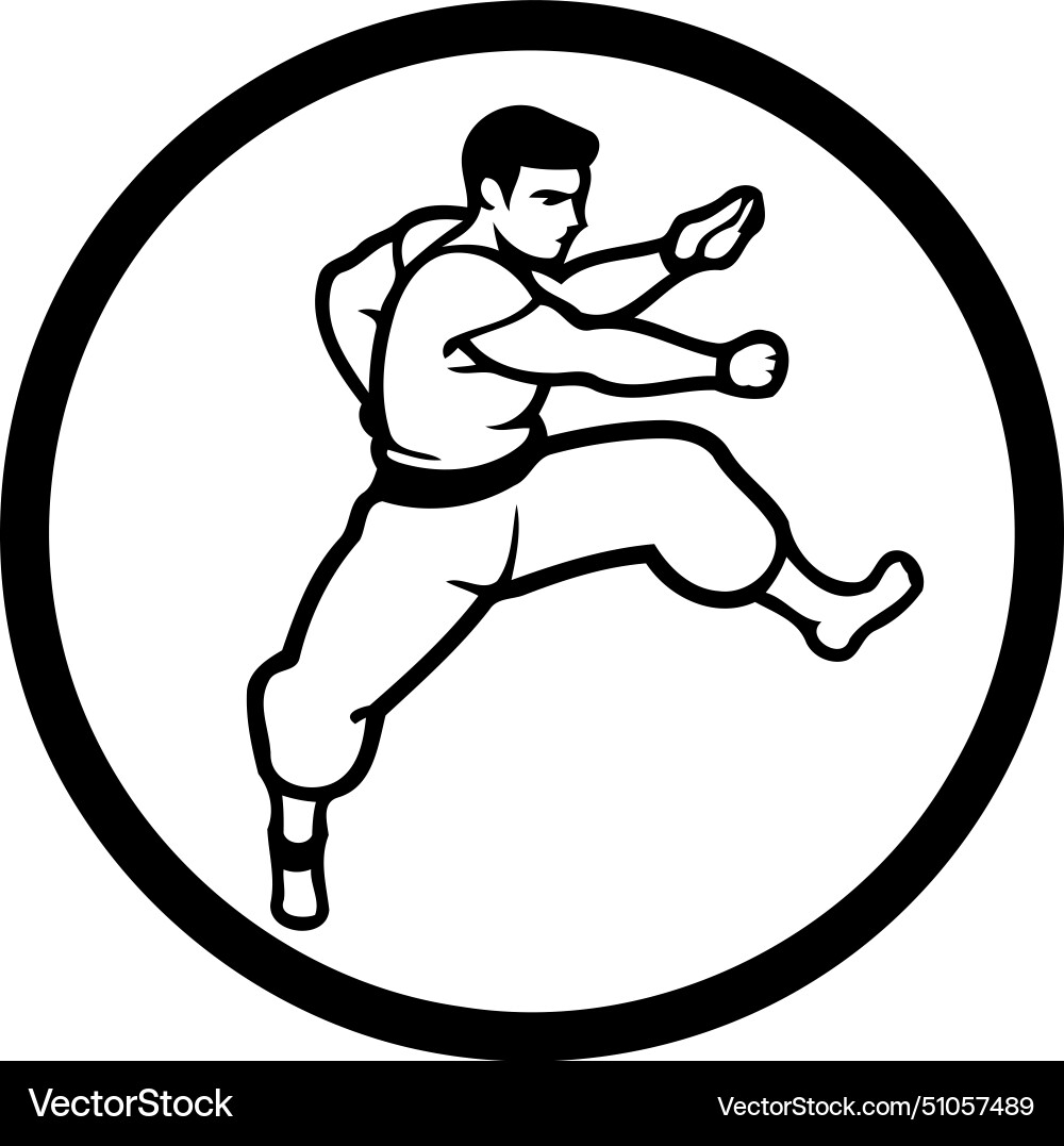 A judo fighter jumping viewed from front set Vector Image