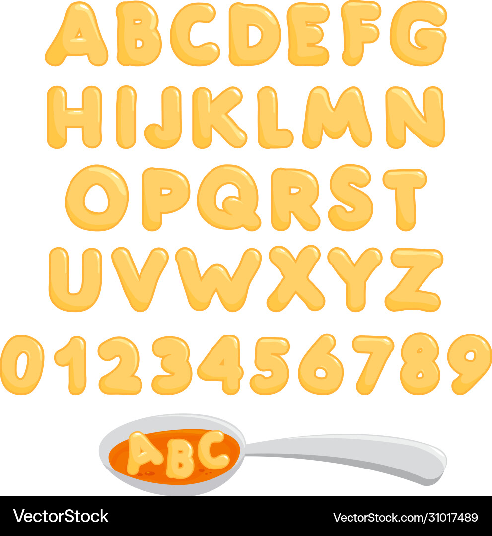 Alphabet pasta Royalty Free Vector Image - VectorStock