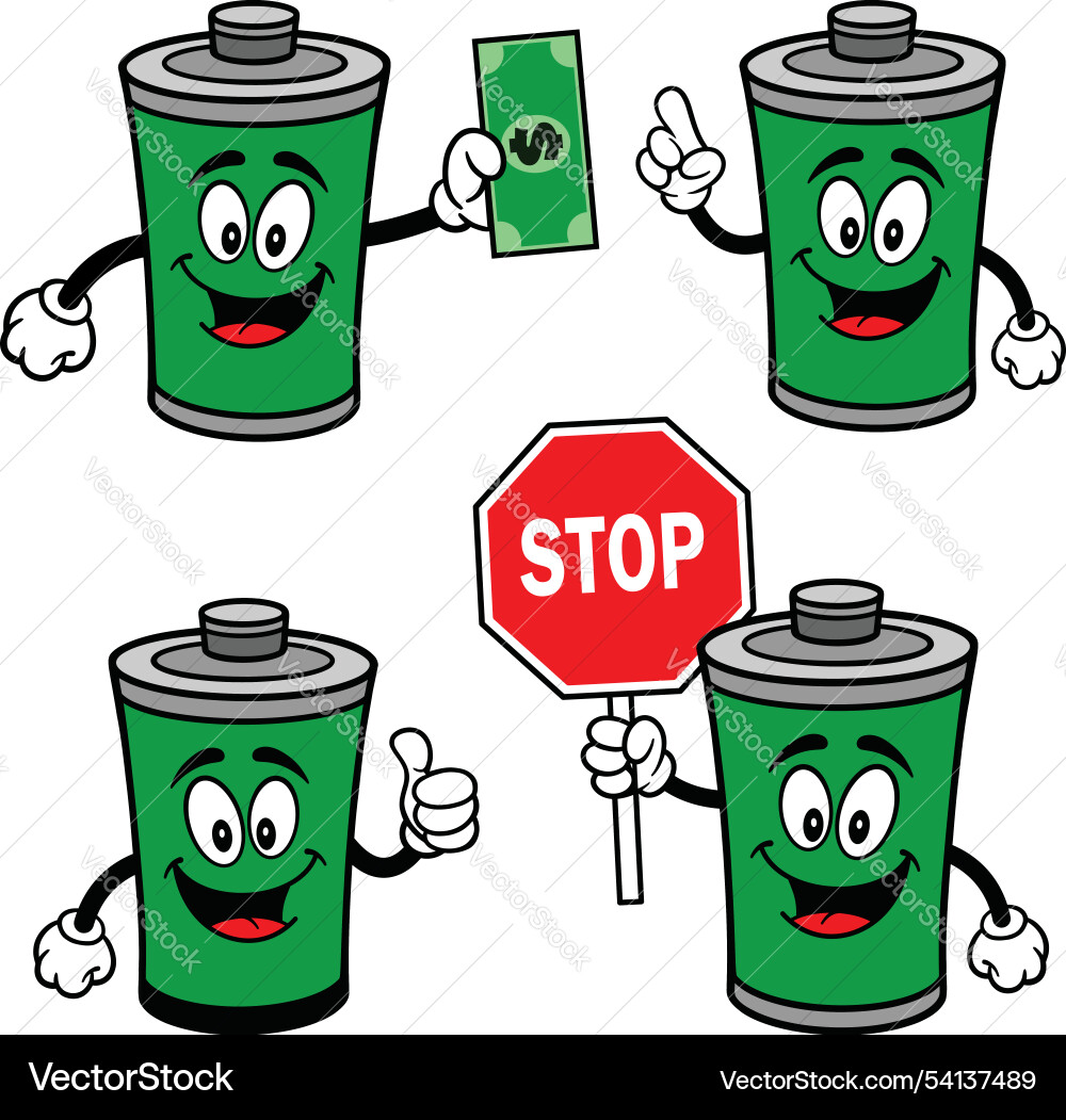 Battery character set 01 Royalty Free Vector Image