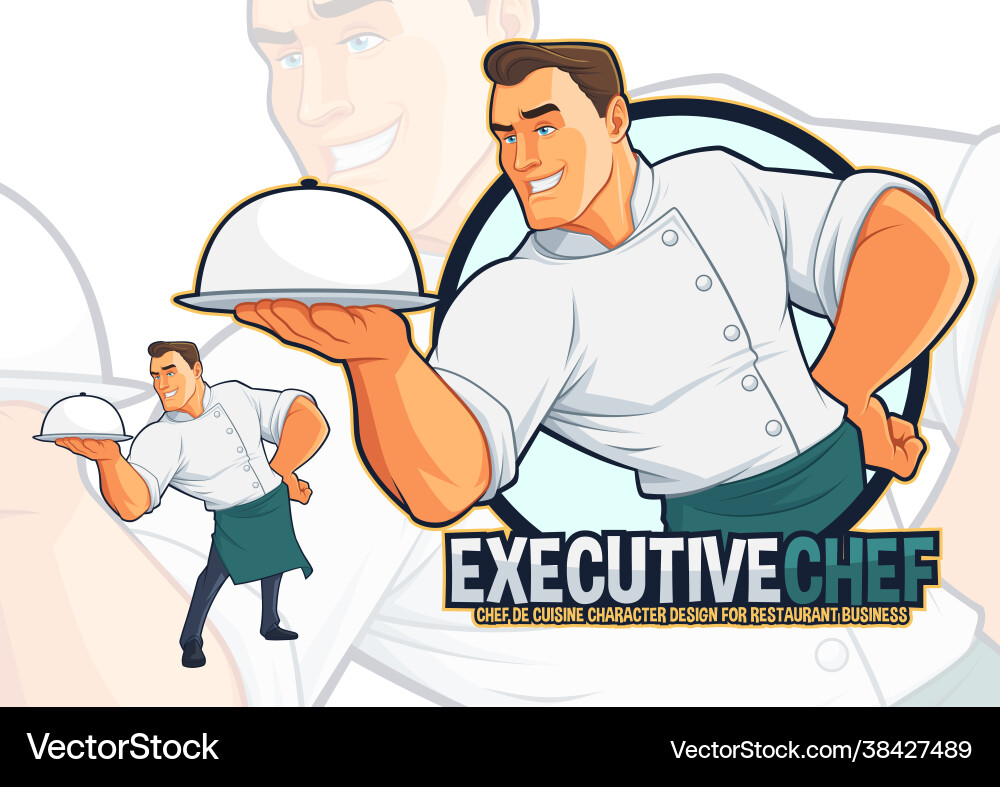 Executive chef serving food Royalty Free Vector Image