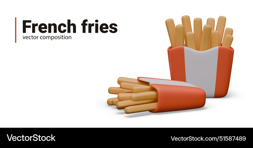 French fries closeup fried crispy potatoes Vector Image
