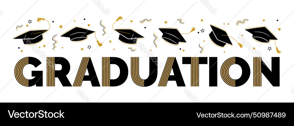 Graduation greeting sign with square academic Vector Image