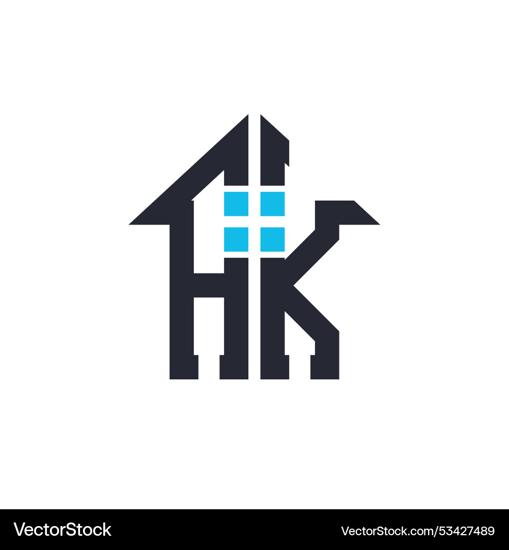 Initials ak house logo design creative letter ak Vector Image
