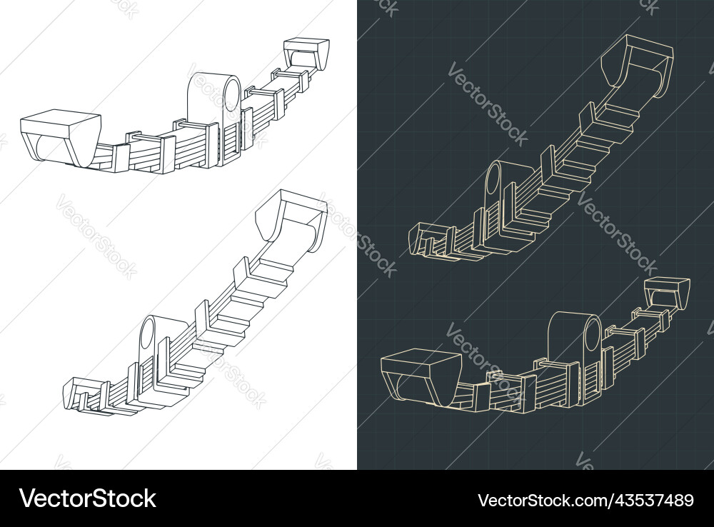 Leaf spring drawings Royalty Free Vector Image