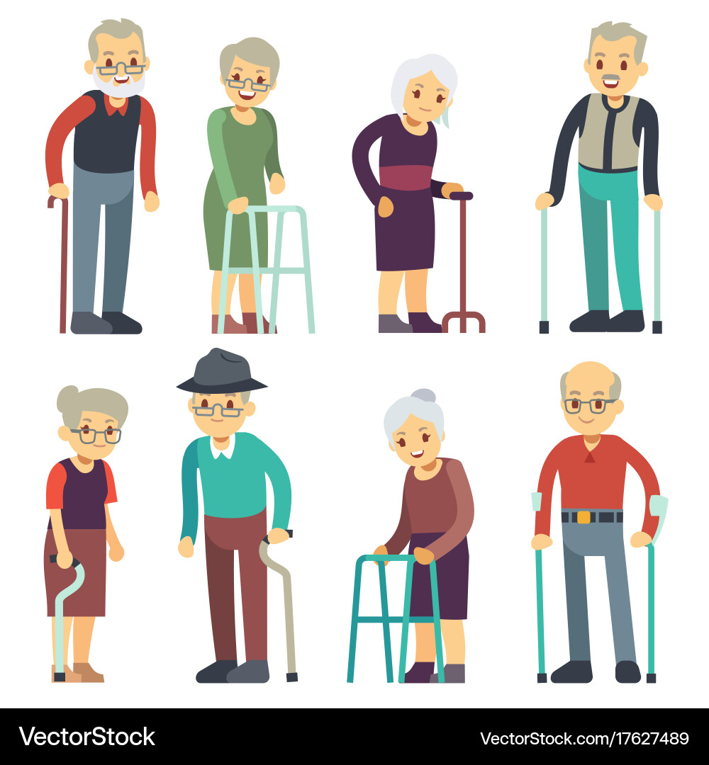 Senior Cartoon Characters Set Royalty Free Vector Image