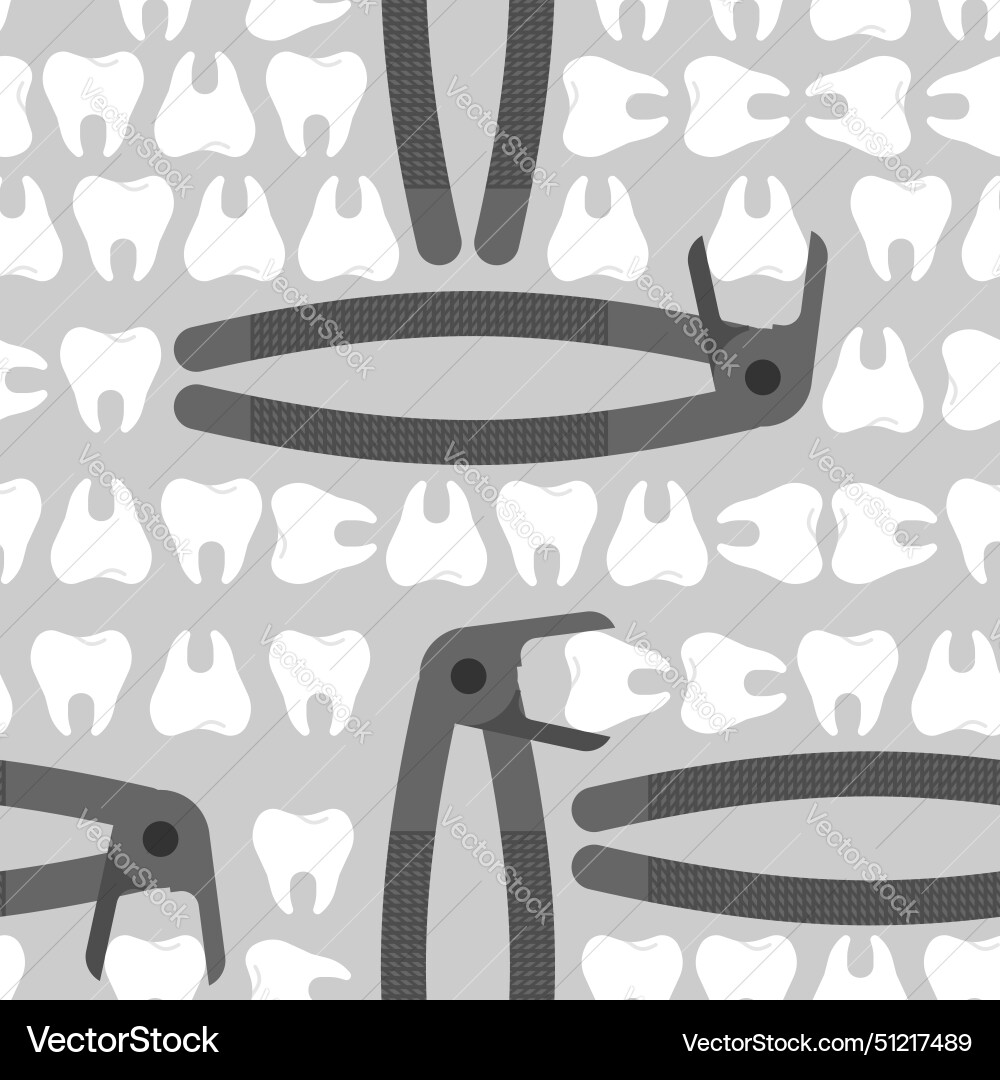 Teeth forceps and pattern seamless dentist Vector Image
