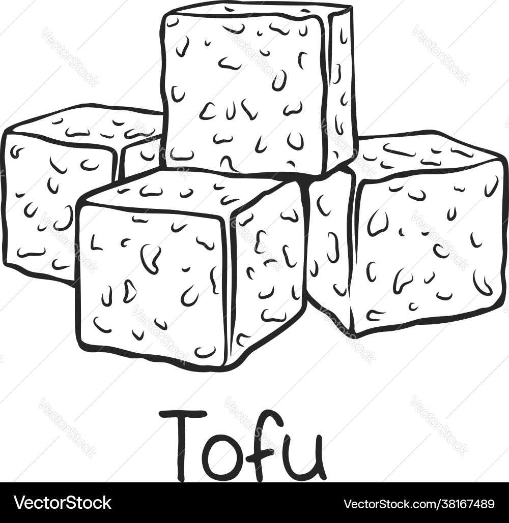 Tofu square slice outline icon Royalty Free Vector Image