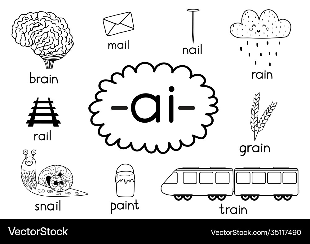 AI Digraph Phonics Poster - Kids Learning Vector Image