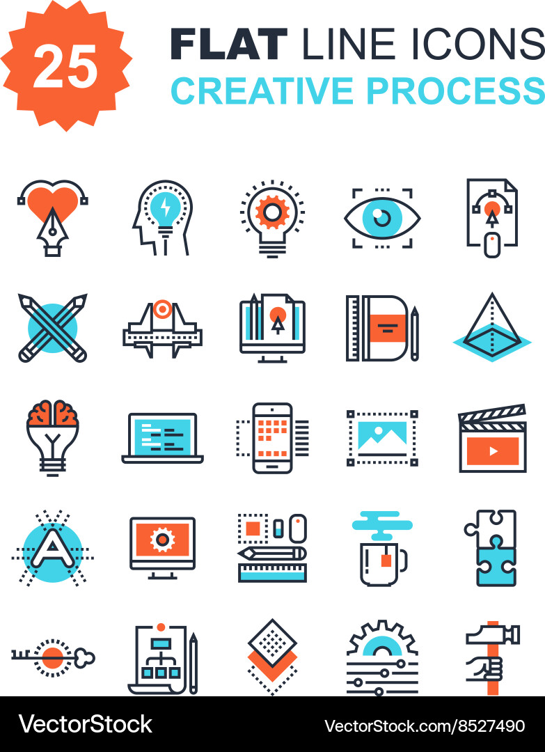 Creative process icons Royalty Free Vector Image