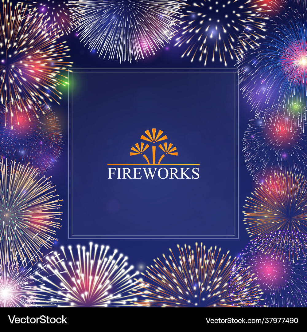 Festive banner with fireworks Royalty Free Vector Image