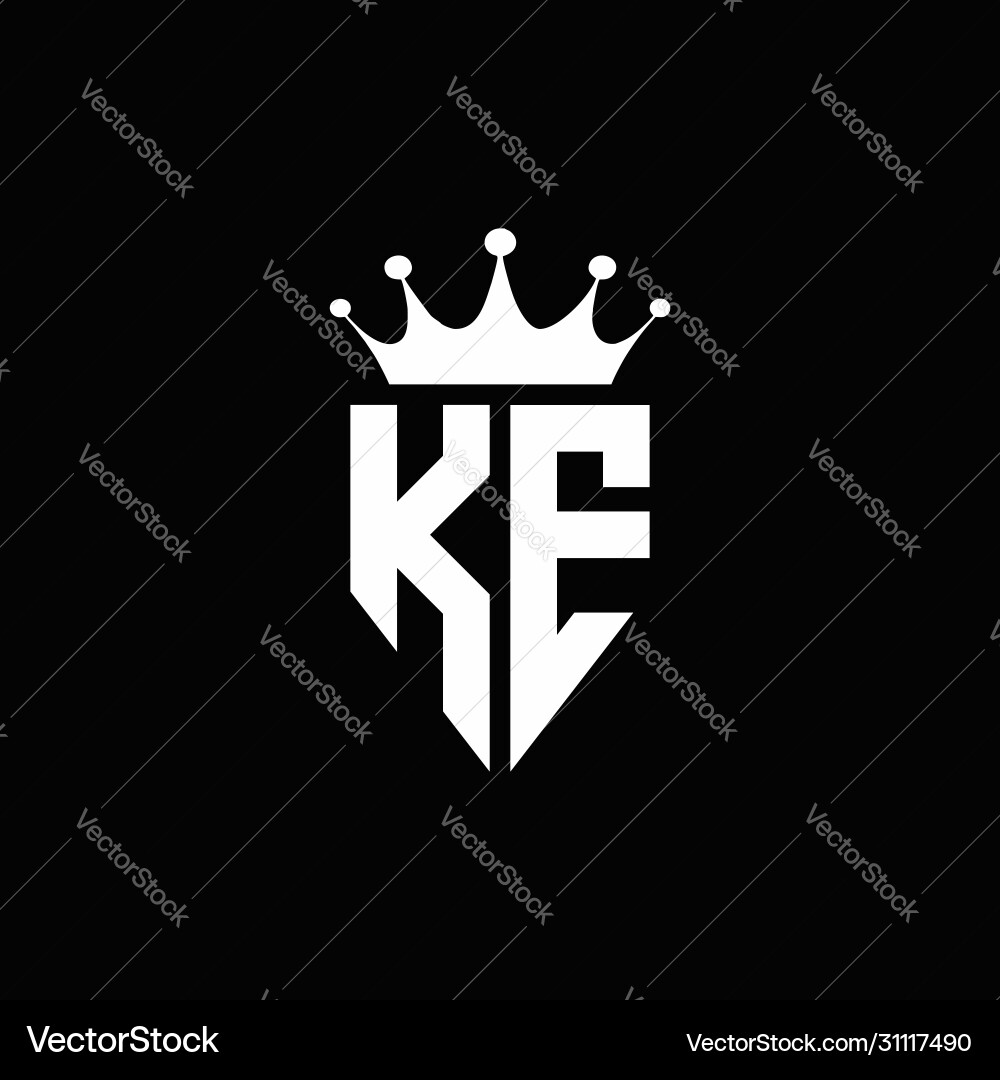 Ke logo monogram emblem style with crown shape Vector Image