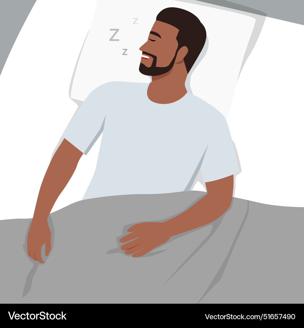 Man sleeping in bed Royalty Free Vector Image - VectorStock