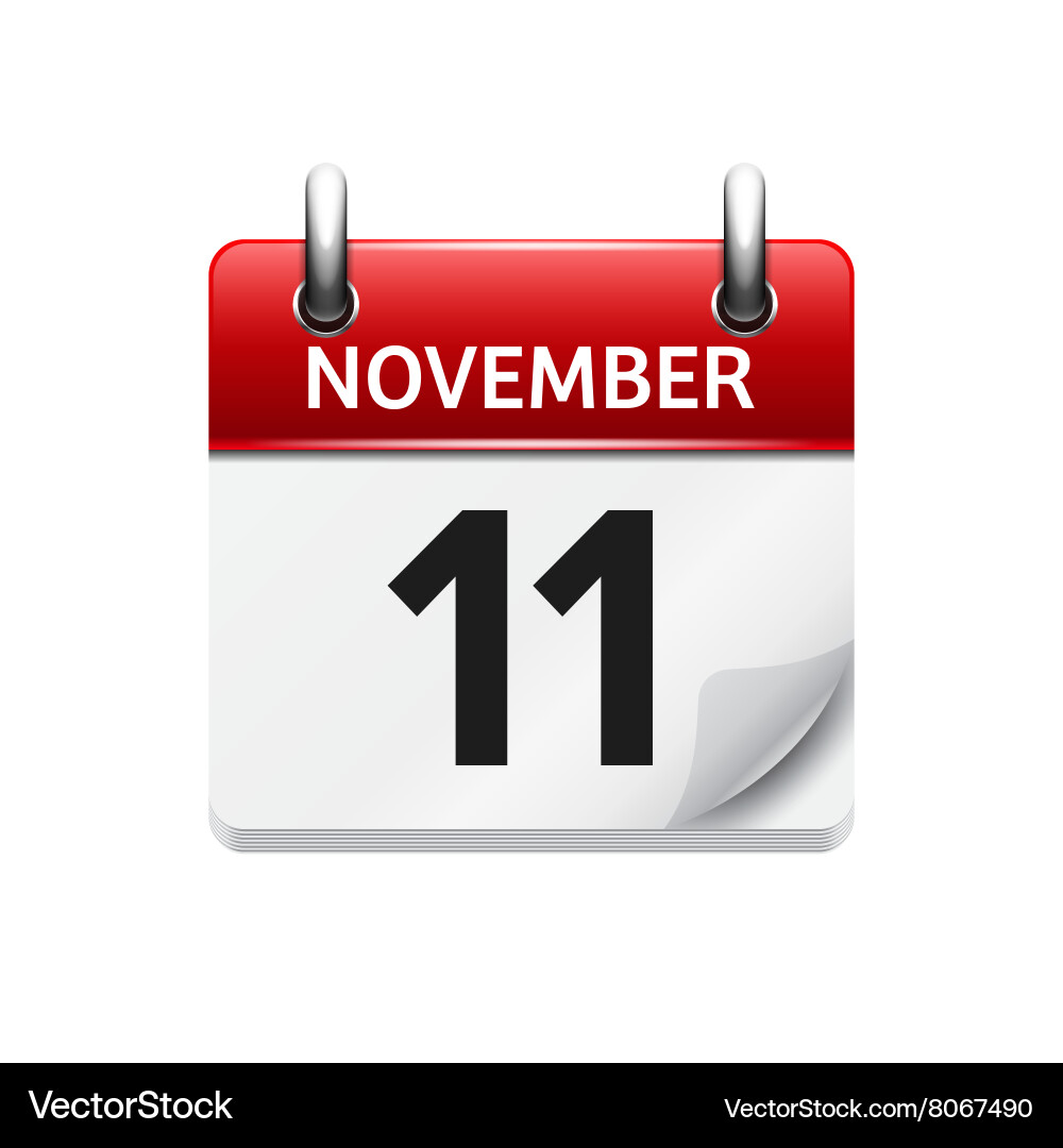 November 11 flat daily calendar icon Royalty Free Vector