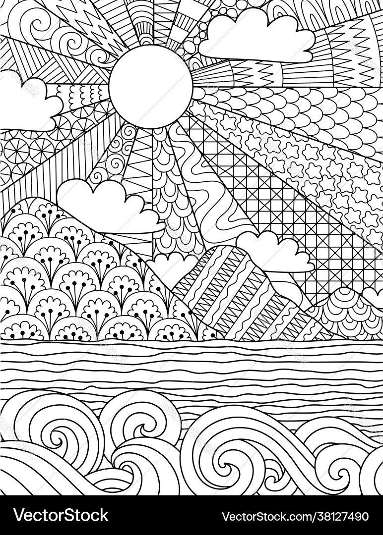 Ocean Sunrise Mandala Royalty Free Vector Image