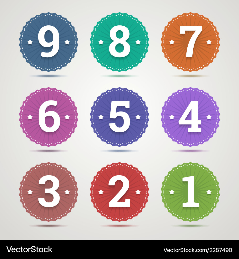 Set of round emblems with numbers Royalty Free Vector Image
