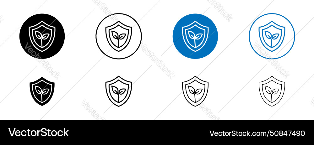 Shield with leafs icon set plant protect Vector Image