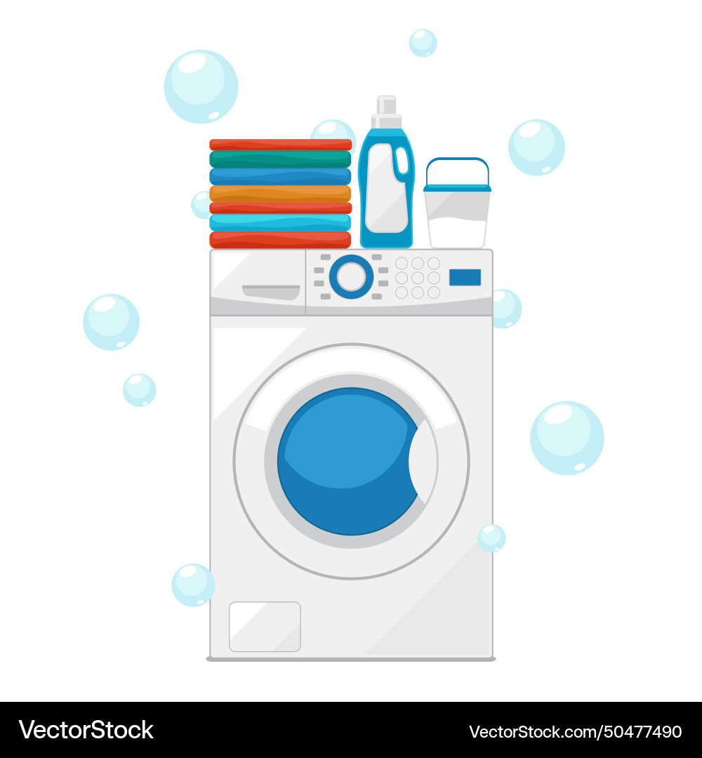 Washing machine and wash clothes Royalty Free Vector Image