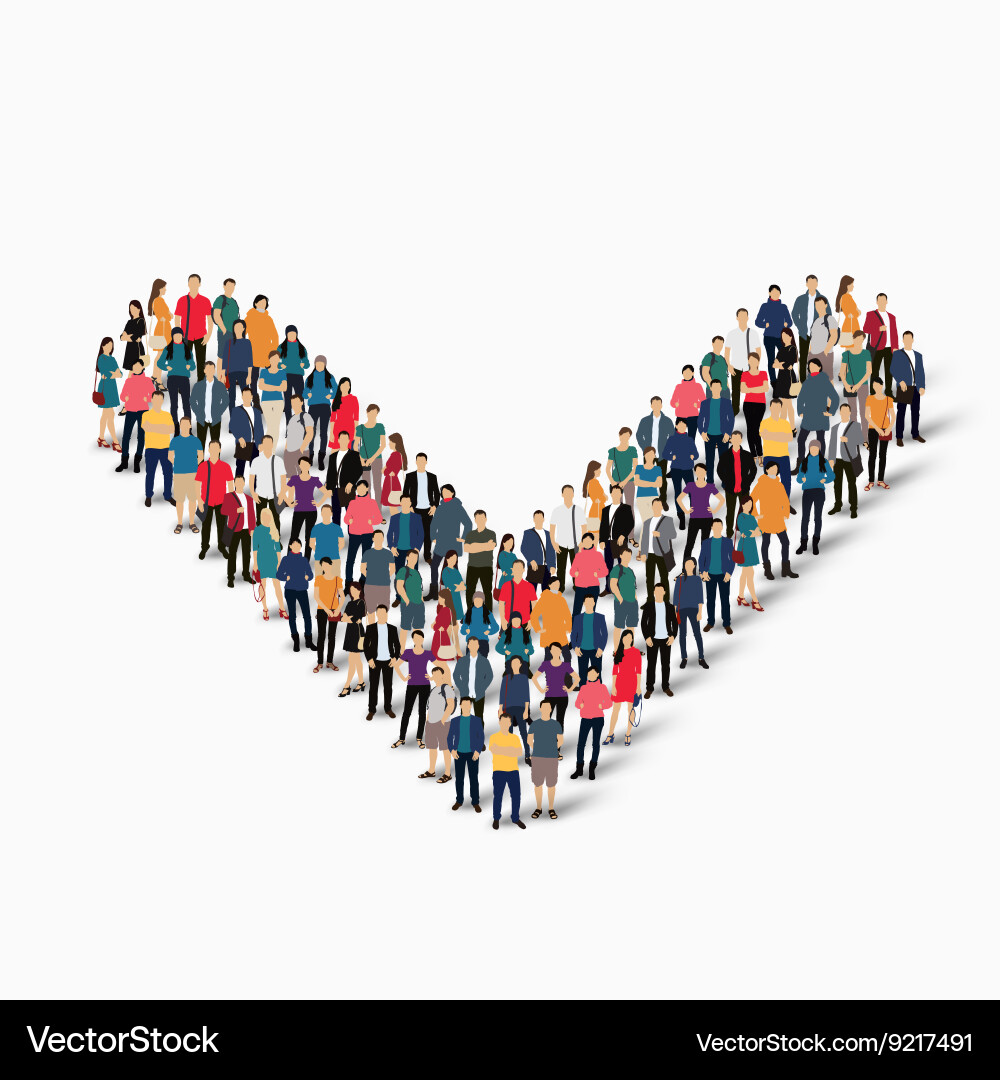 Group people shape letter v Royalty Free Vector Image