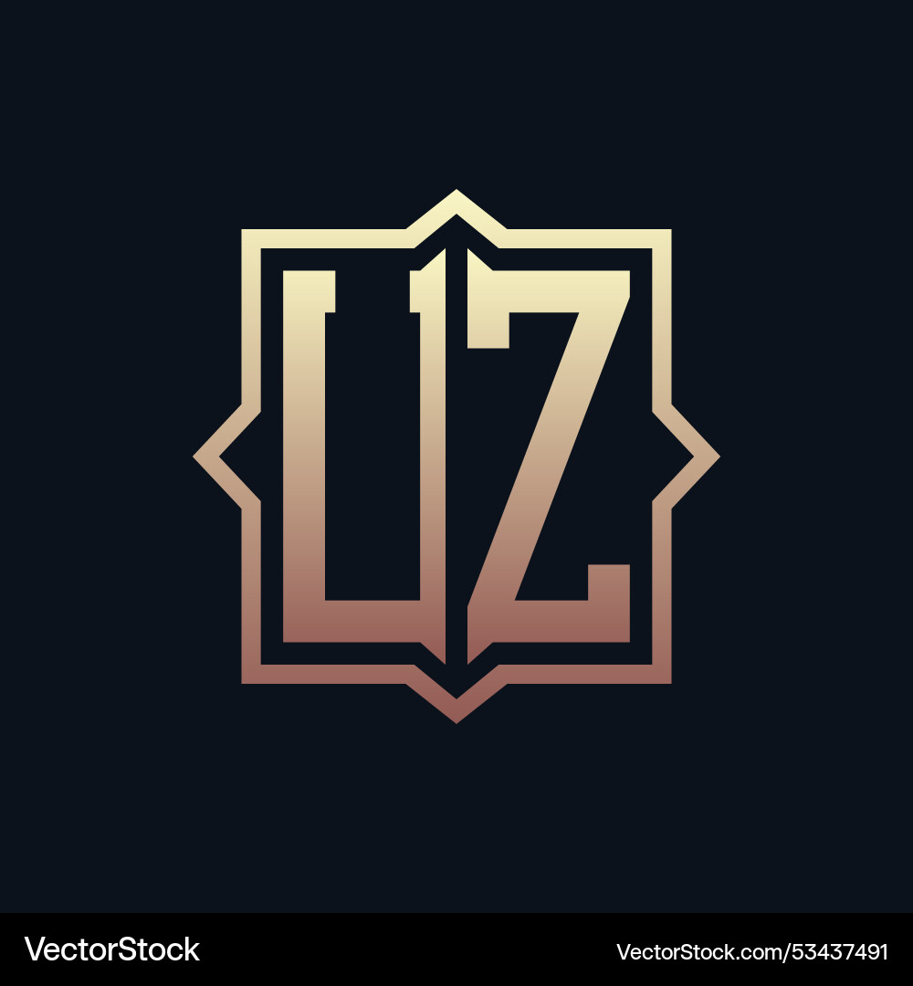 Luxury initial uz monogram logo design elegant Vector Image