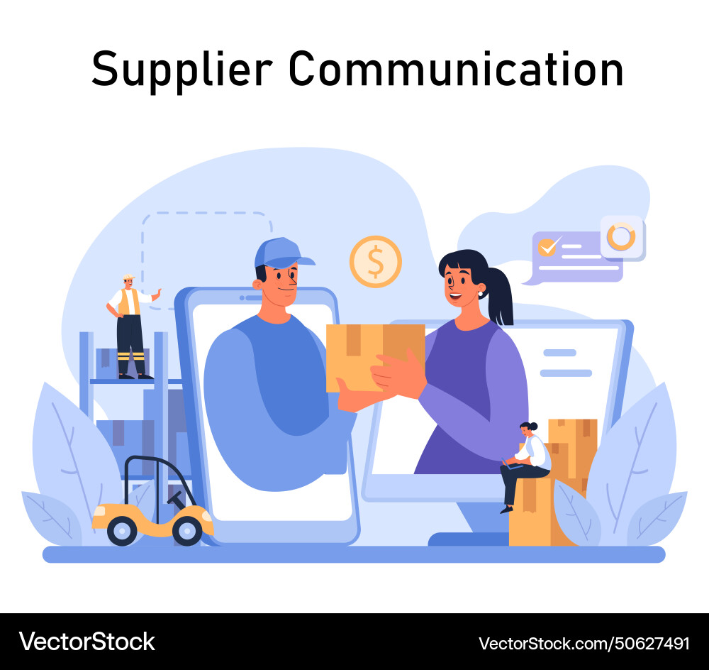 Supplier communication concept flat Royalty Free Vector