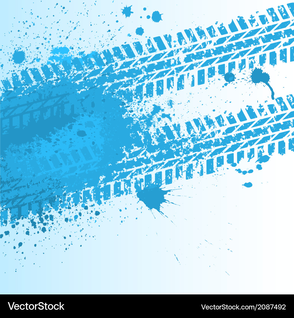 Blue tire track on white Royalty Free Vector Image
