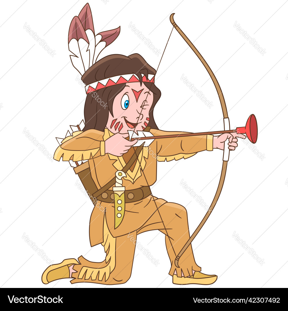 Cartoon native american indian boy Royalty Free Vector Image