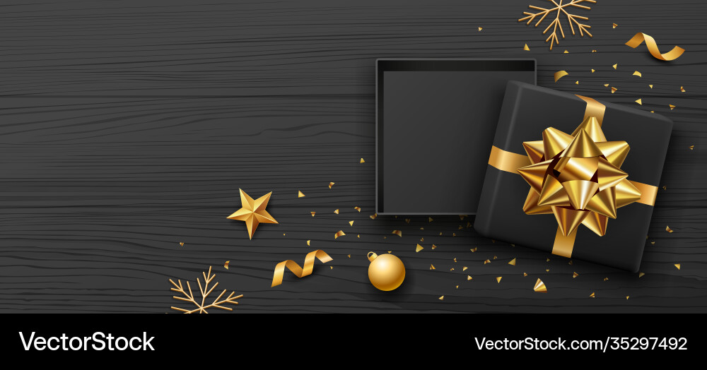 Gift box and gold bow ribbon banners design Vector Image