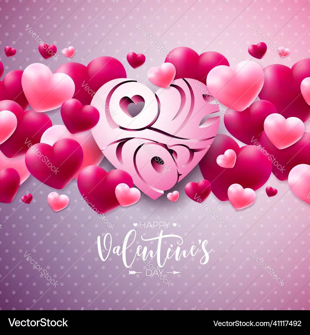 Happy valentines day design with red and white Vector Image