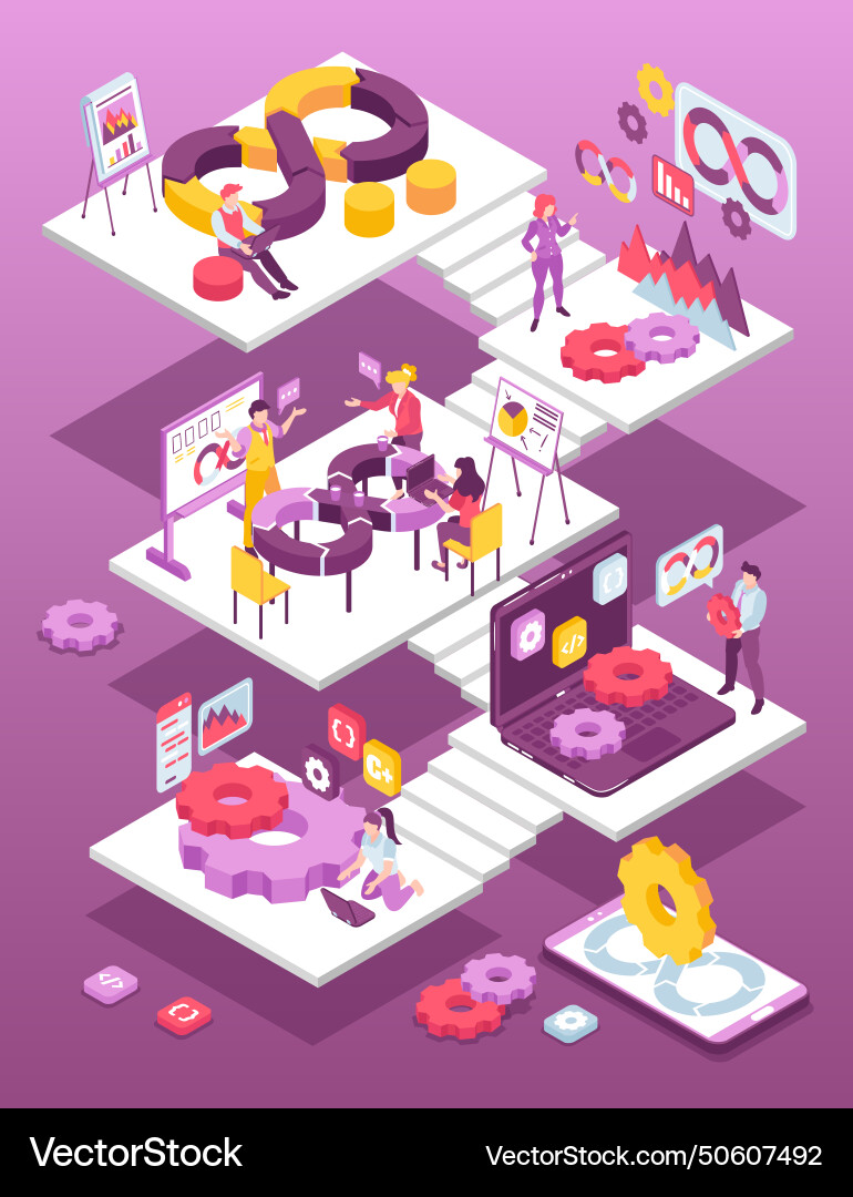 Isometric devops Royalty Free Vector Image - VectorStock