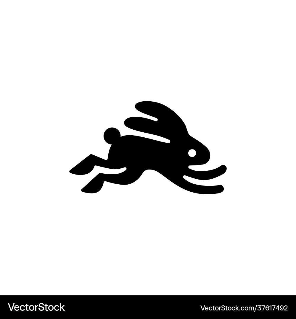 Jumping rabbit hare bunny logo icon Royalty Free Vector