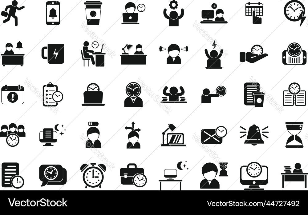 Late Work Icons - Time Management Royalty Free Vector Image