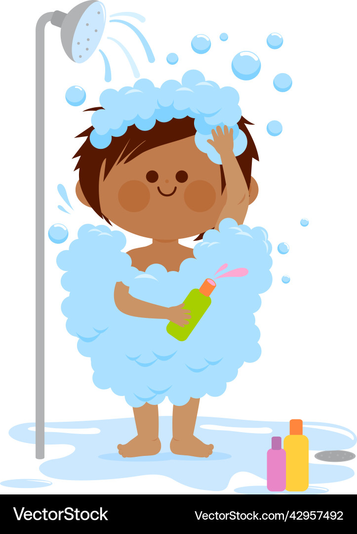Take A Shower Clipart Premium Vector | A Girl Taking Shower. A Girl