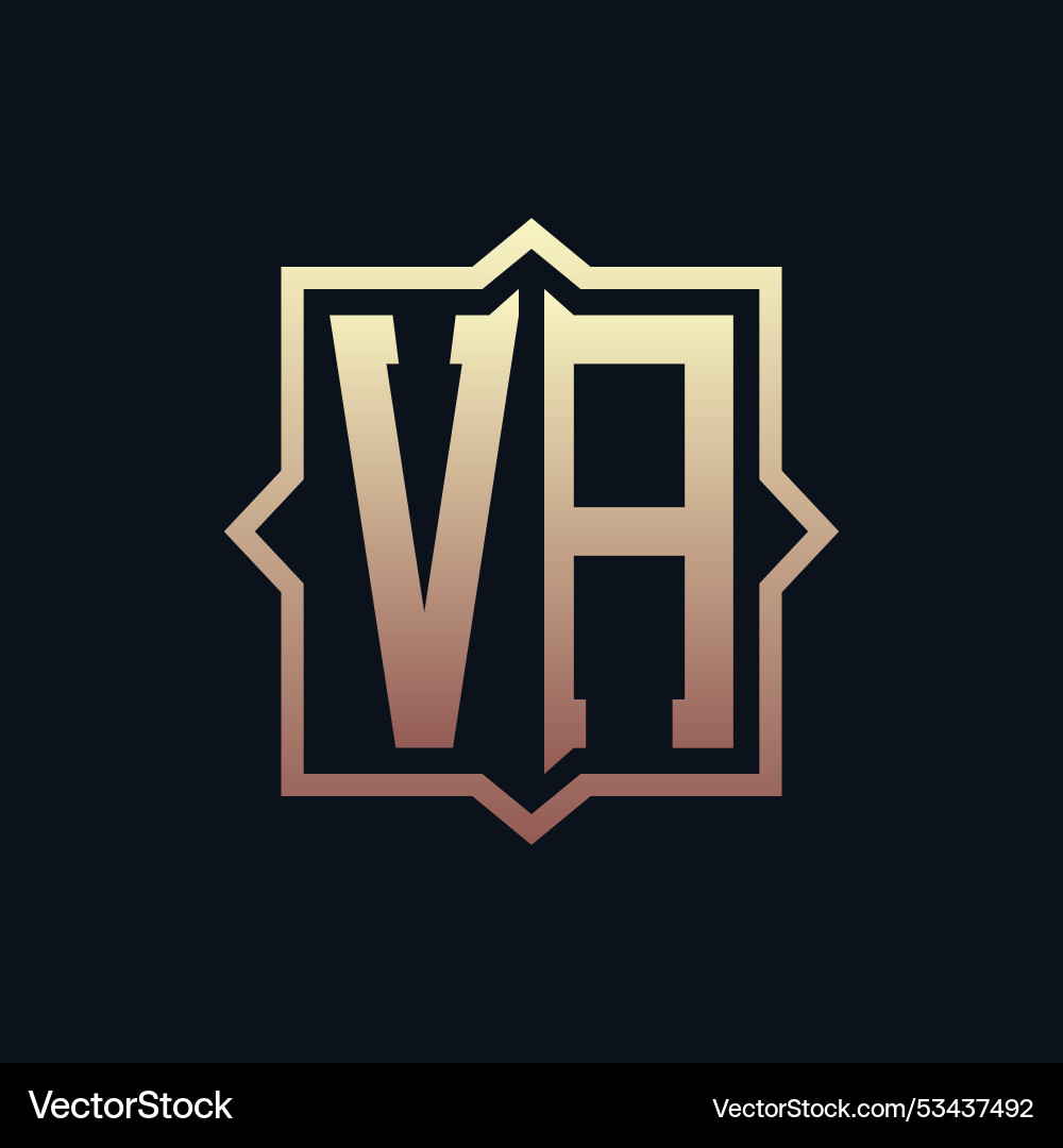 Luxury initial va monogram logo design elegant Vector Image